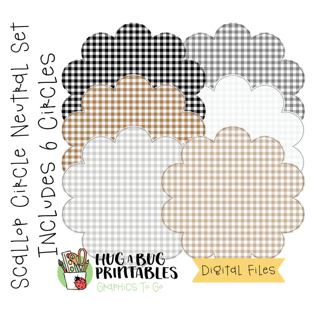 Scallop Circle Faux Applique Set Neutral Digital Files JPG PNG - Hug A ...